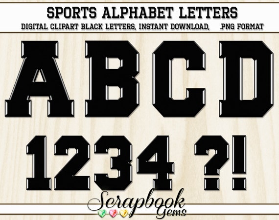 Sports Athletic Letters & Numbers Clipart 40 High Quality PNG