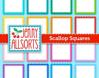 20 Digital Scallop Circle Frames in Rainbow colors Instant