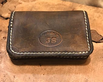 Womens Leather Wallet Black Wallet with Rustic Raw Edge