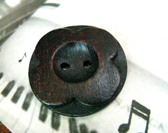 Wooden Buttons 10 pieces of Japanese Style Khaki Concave