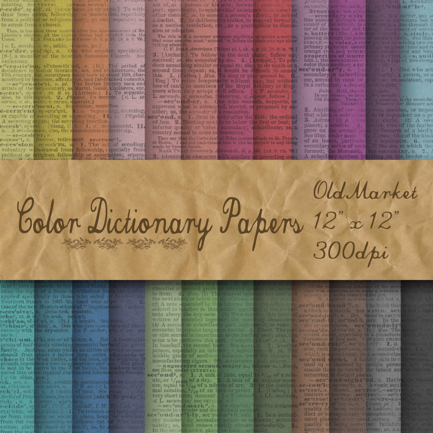 Dictionary Digital Paper Colorful Old Dictionary Background