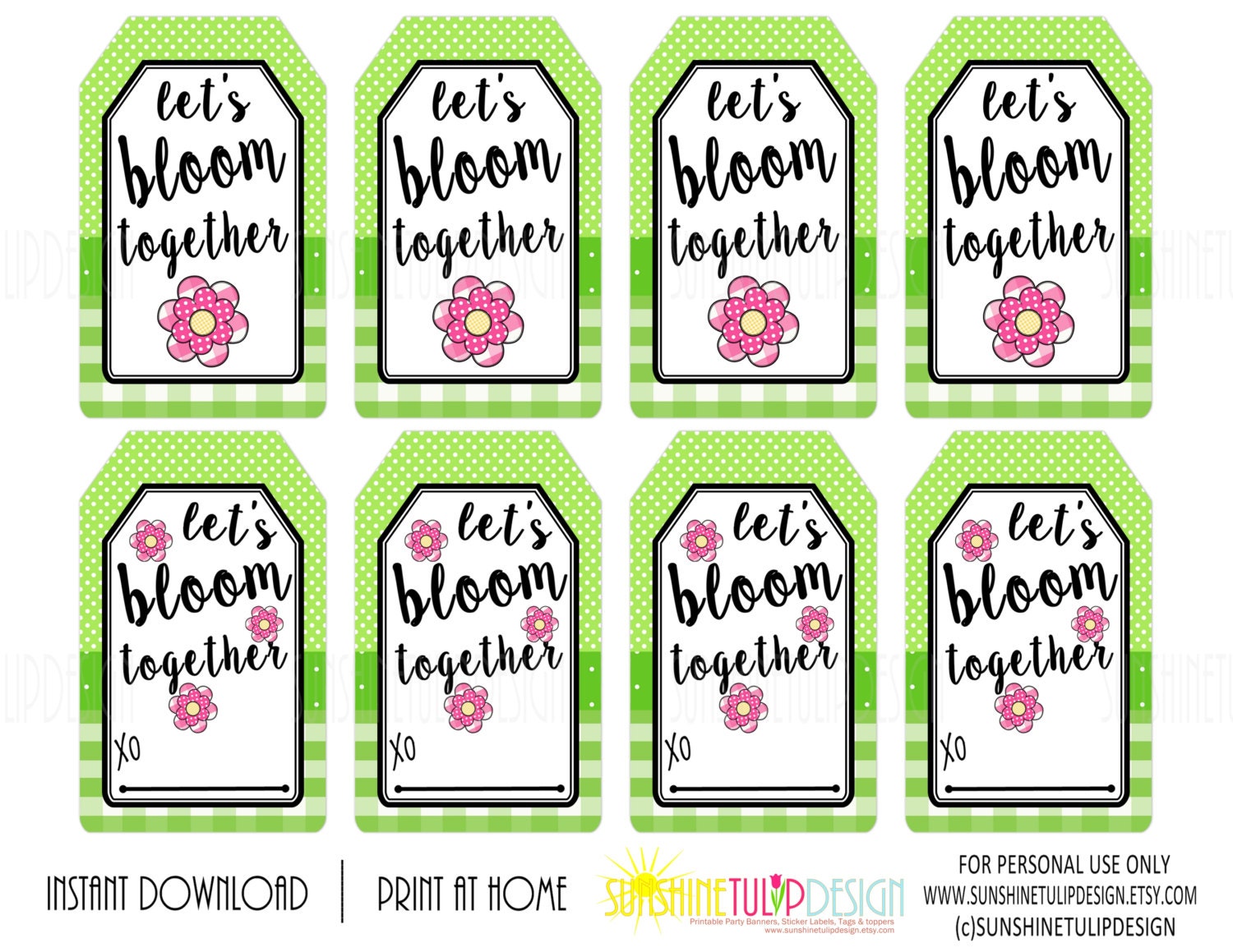 Let's Bloom Together Gift Tags Printable Welcome Back to