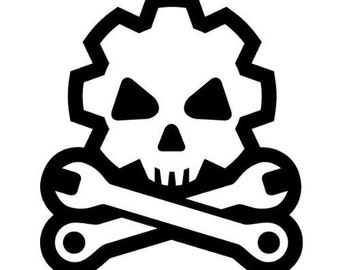 Mechanic skull decal | Etsy