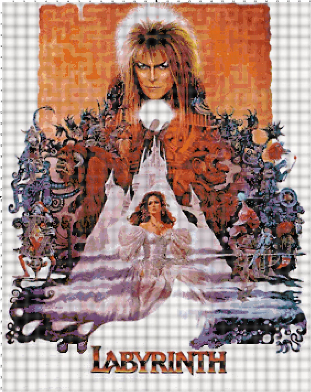 Handmade Vintage Labyrinth Movie Poster PDF Cross-Stitch