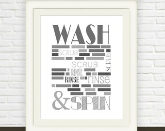Keep Calm and Wash On Laundry Room Wall Decor Art INSTANT