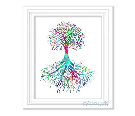 Tree Roots Art Print Watercolor Art Poster Tree Painting