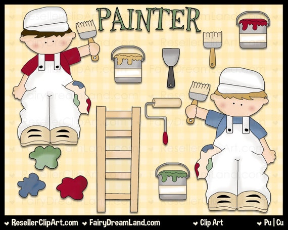 Little Painter Digital Clip Art Commercial Use Graphic Image