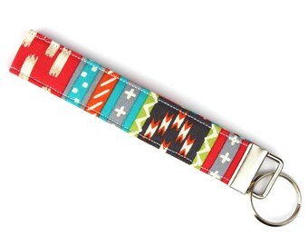 Aztec Key Fob Tribal Key Chain Coral Key Wristlet Mint