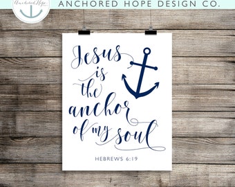 Hebrews 6:19 Printable Art nautical art scripture decor