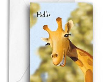 Funny Giraffe Greeting Card 5x7 inch card with envelope