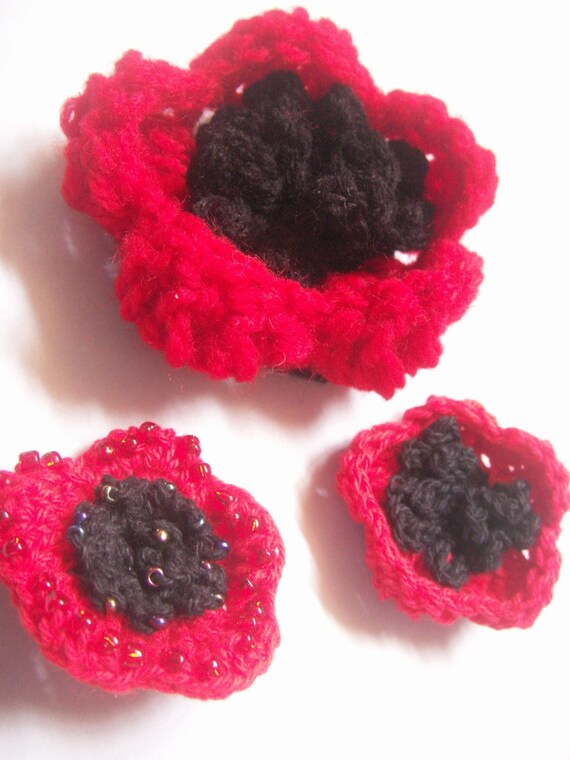 ANZAC Poppy crochet pattern PIF pay it forward