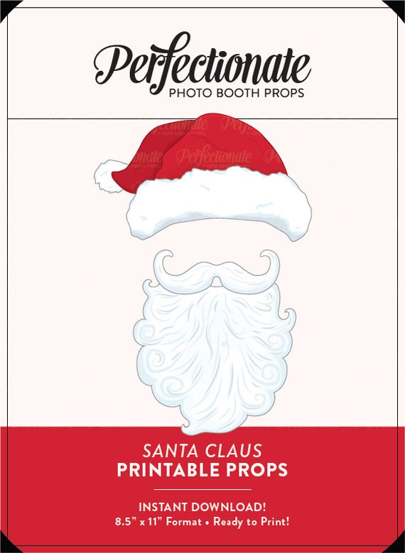 Printable Christmas Props Santa Hat and Beard Printable