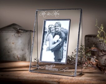 Engraved glass frame | Etsy