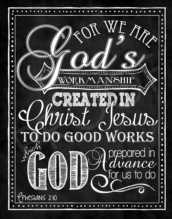Scripture Art Ephesians 2:10 Chalkboard