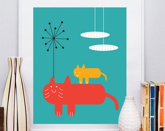Modern cat art | Etsy