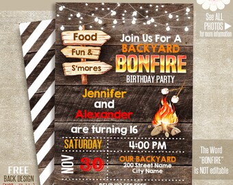 Bonfire invitation | Etsy