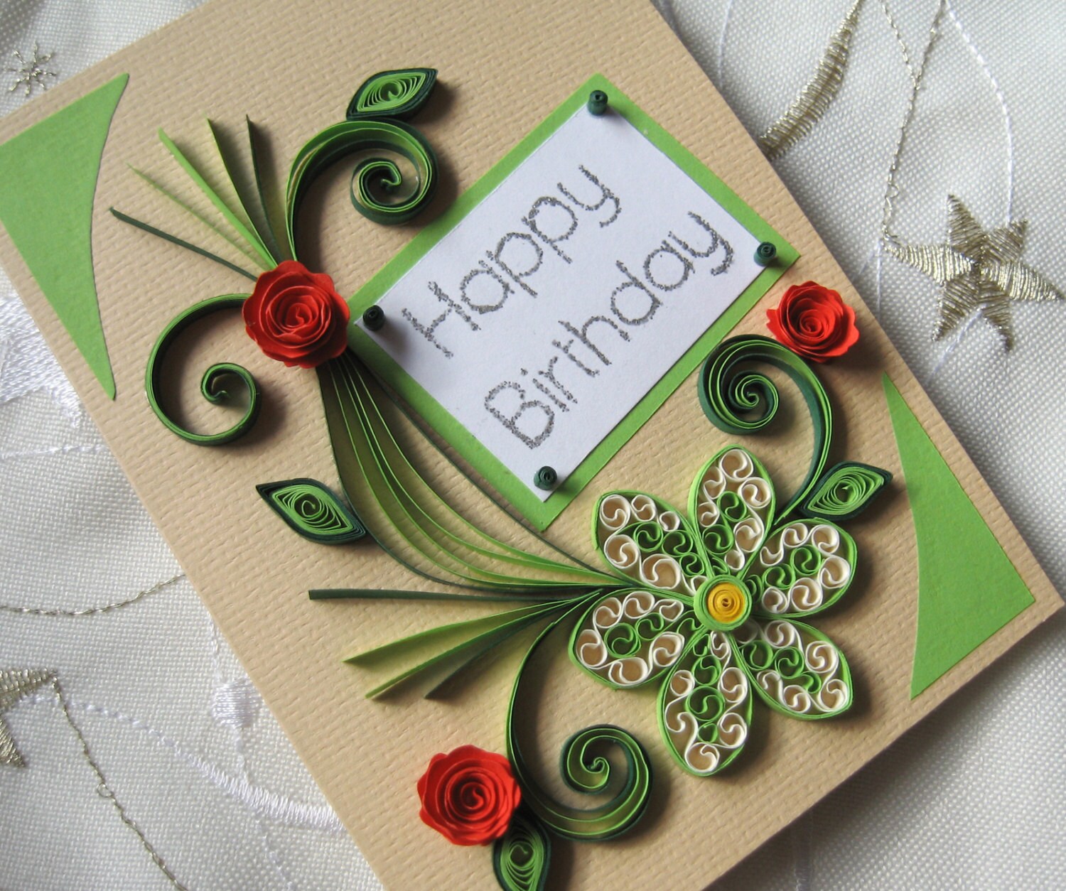Happy Birthday Card Handmade Quilling Card Quilled