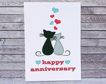 Cat anniversary card | Etsy
