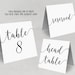 Wedding Table Numbers Printable Tent Style Table Numbers