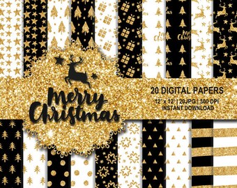 Red and Green Glitter DIGITAL PAPER 20 Christmas colors