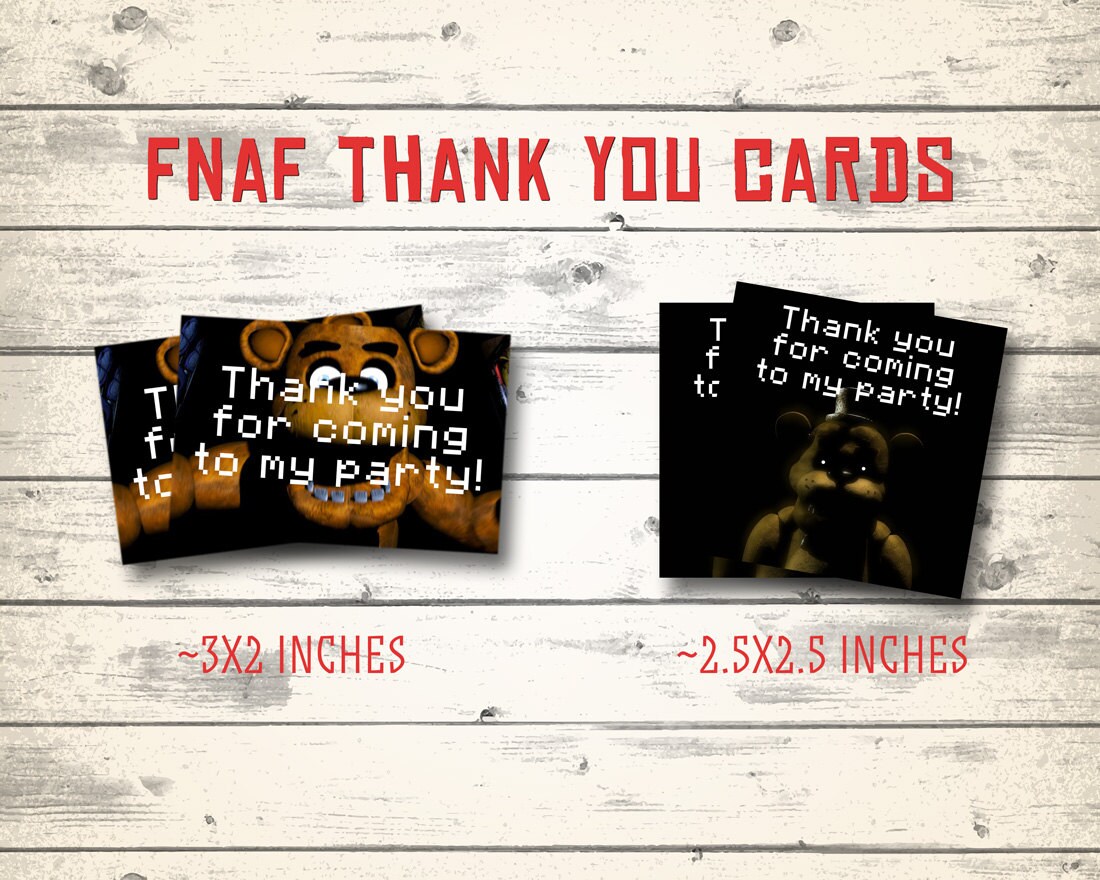 FNAF thank you cards FNAF cards Five Nights at Freddy's