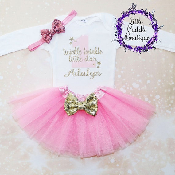 Personalized Twinkle Twinkle First Birthday Outfit Girl First