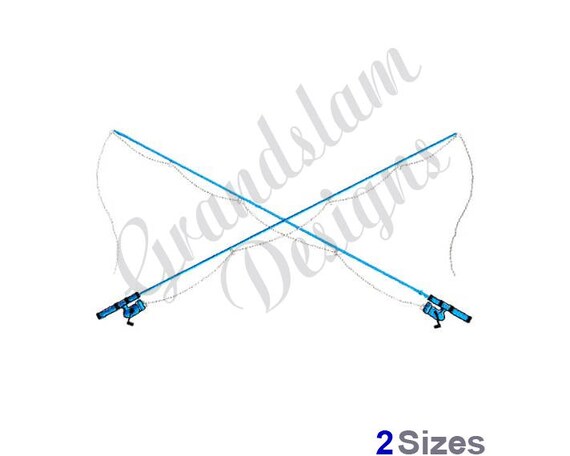 Crossed Fishing Rods Machine Embroidery Design