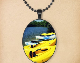 Canoe necklace Kayak boat necklace paddle necklace initial