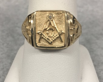 Gold masonic ring | Etsy