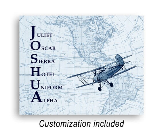 Aviation gift Personalized name print Phonetic alphabet