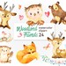 Woodland Friends 2. Watercolor animals clipart forest deer