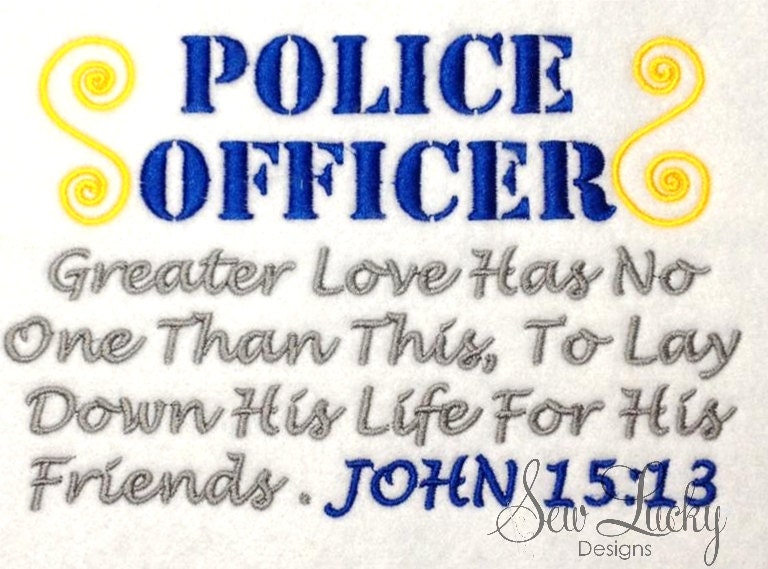 Police Officer Bible Verse design machine embroidery