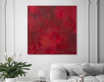 Red abstract art | Etsy