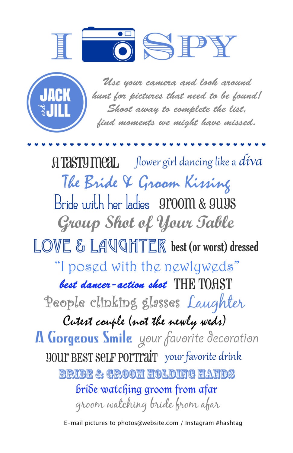 Wedding I Spy PRINTABLE Wedding Reception Game DIGITAL