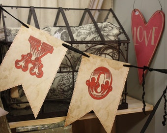 Valentine XOXO bunting banner printable Valentine's Day