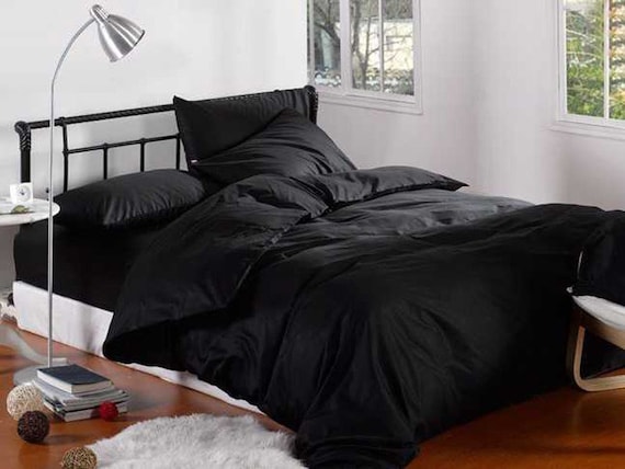 Linen duvet cover black Linen duvet cover King Queen Full