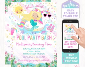 Mermaid pool party | Etsy