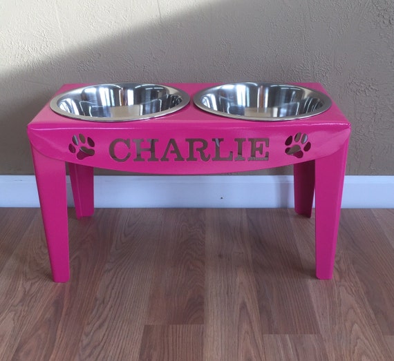 Custom Personalized Elevated Dog Feeder Stand Large Raised