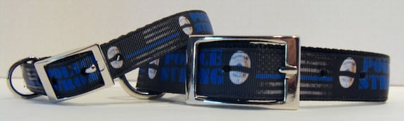 POLICE STRONG Ribbon Dog Collars Back the Blue Small Dog