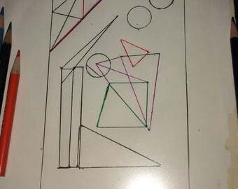 Geometric drawing | Etsy
