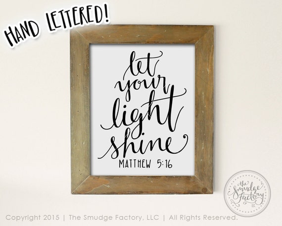 Bible Verse Printable Let Your Light Shine Matthew 5:15 Hand