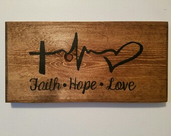 Faith hope love sign | Etsy