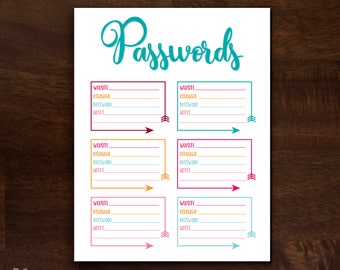 Password printable | Etsy