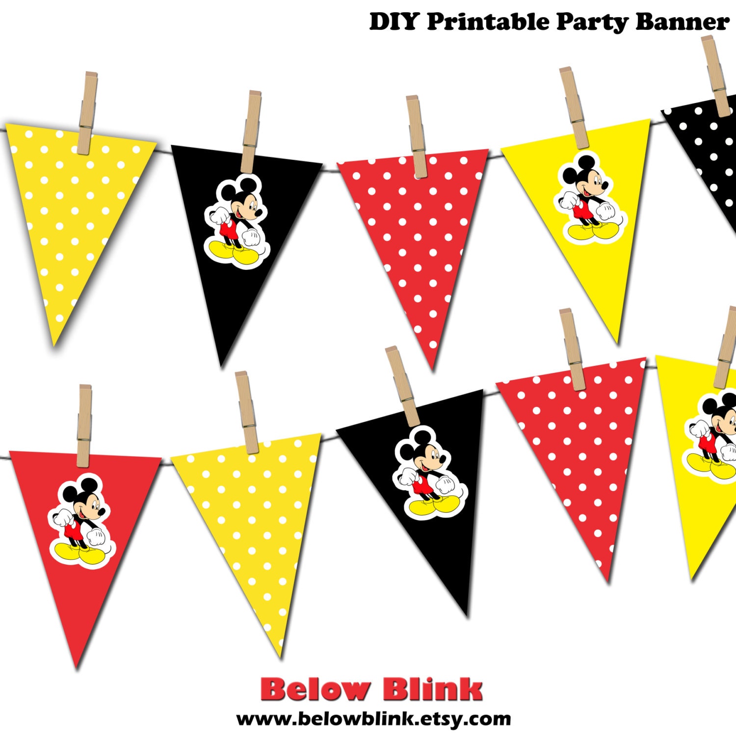 Mickey Mouse Birthday Banner Printable Mickey Mouse Theme Happy
