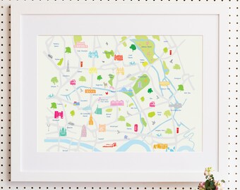 Hackney Wick London Illustrated Map Art Print