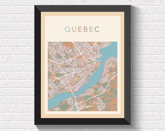 Quebec City Street Map Quebec City Canada Modern Art Print