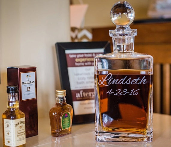 Personalized Etched Whiskey Decanter Scotch Decanter Groom Personalized Etched Whiskey Decanter Scotch Decanter Groom