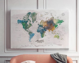 Personalized World Map Travel map gift push pin map