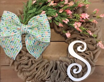 Spring burlap wreath | Etsy