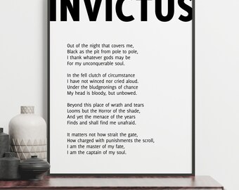 Invictus poem | Etsy